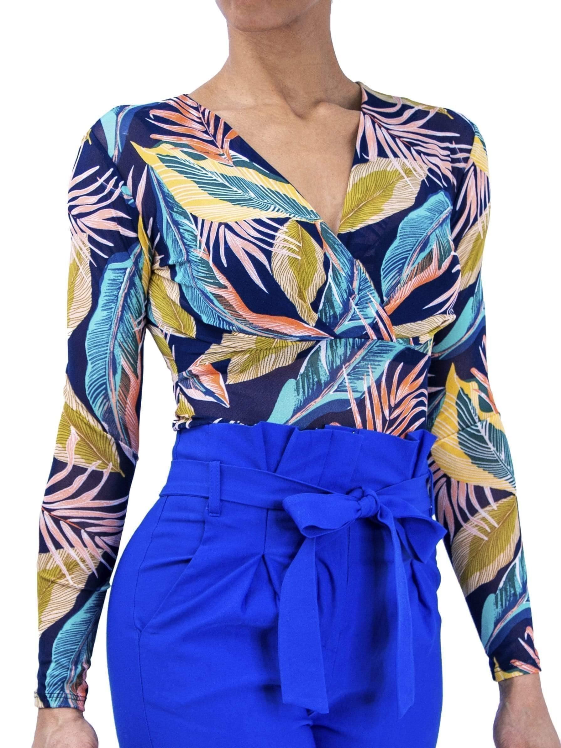 Floral Courage | Mesh Bodysuit Blue SIZE SMALL – Statement Piece NY